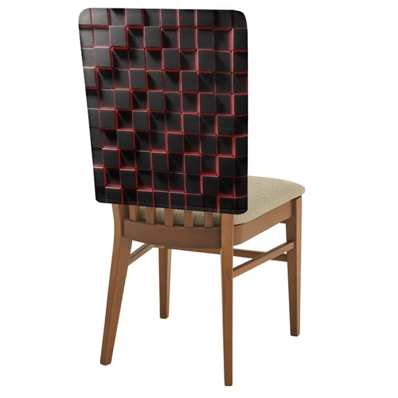 1 Pack Abstract Art Chair Back Covers Black Red Cubes Modern Decoration ...