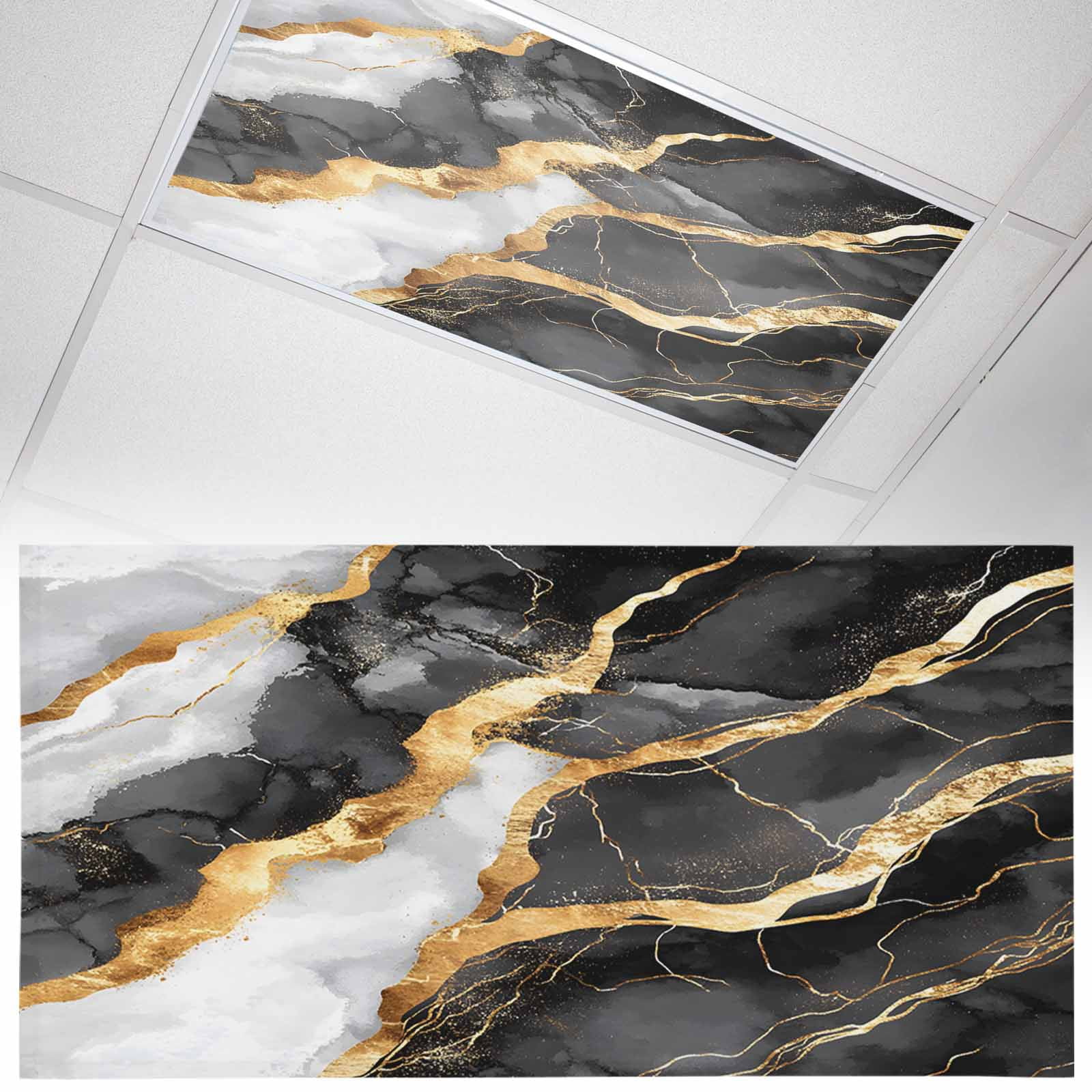 1 Pack Abstract Art Fluorescent Light Covers for Ceiling Lights Black ...