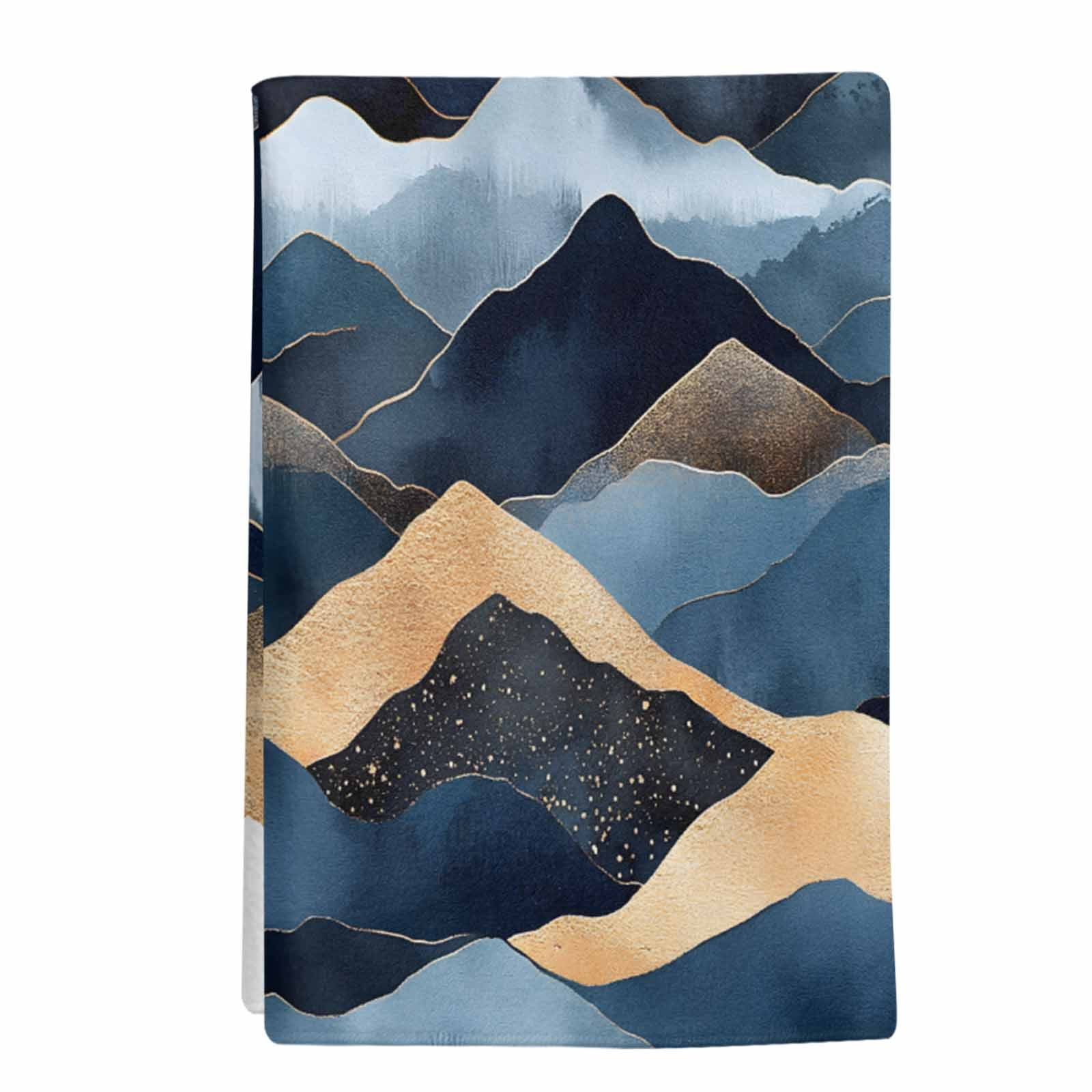 1 Pack Abstract Graffiti Kitchen Towels Blue Gold Stripe Water Ripple ...
