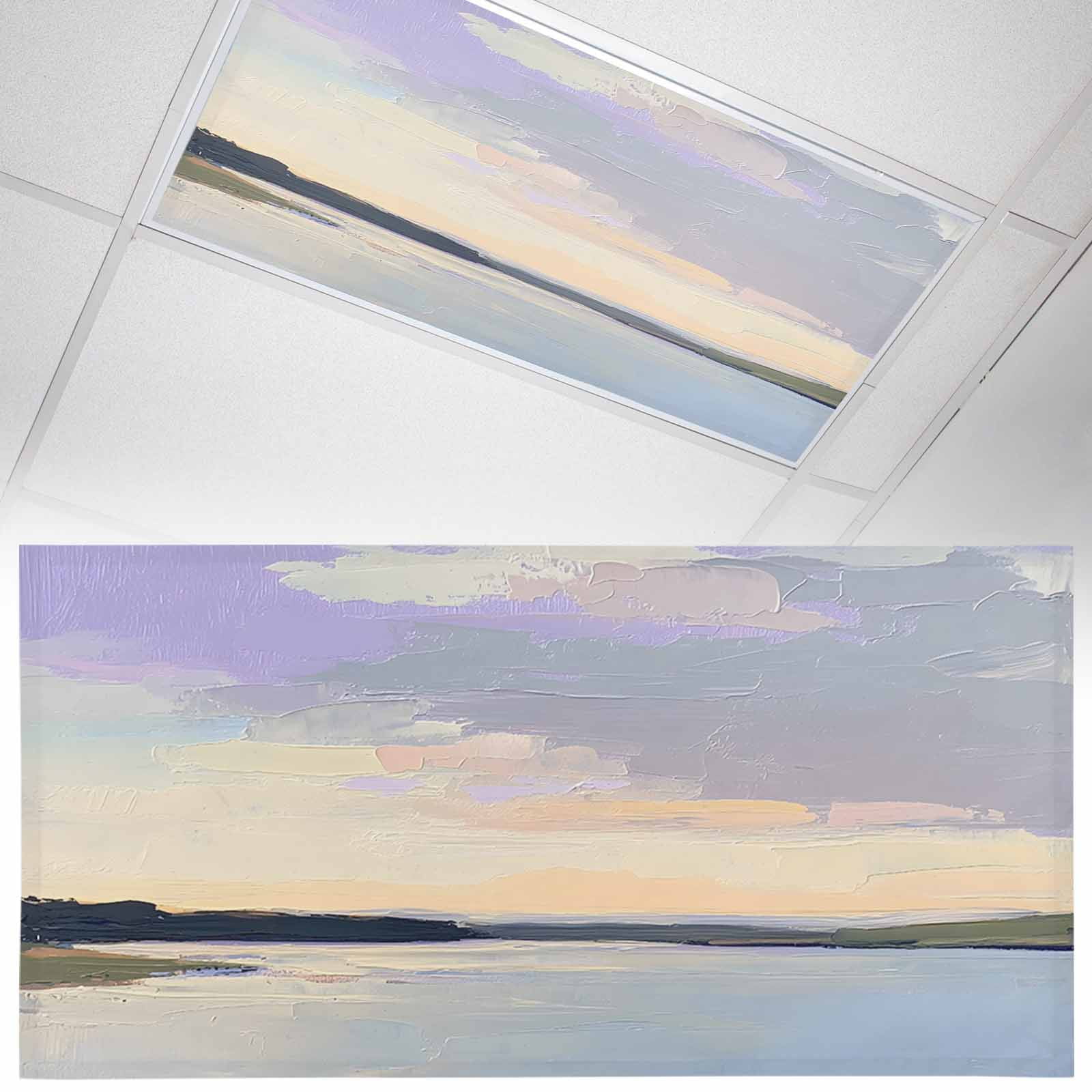 1 Pack Abstract Landscape Painting Fluorescent Light Covers for Ceiling ...