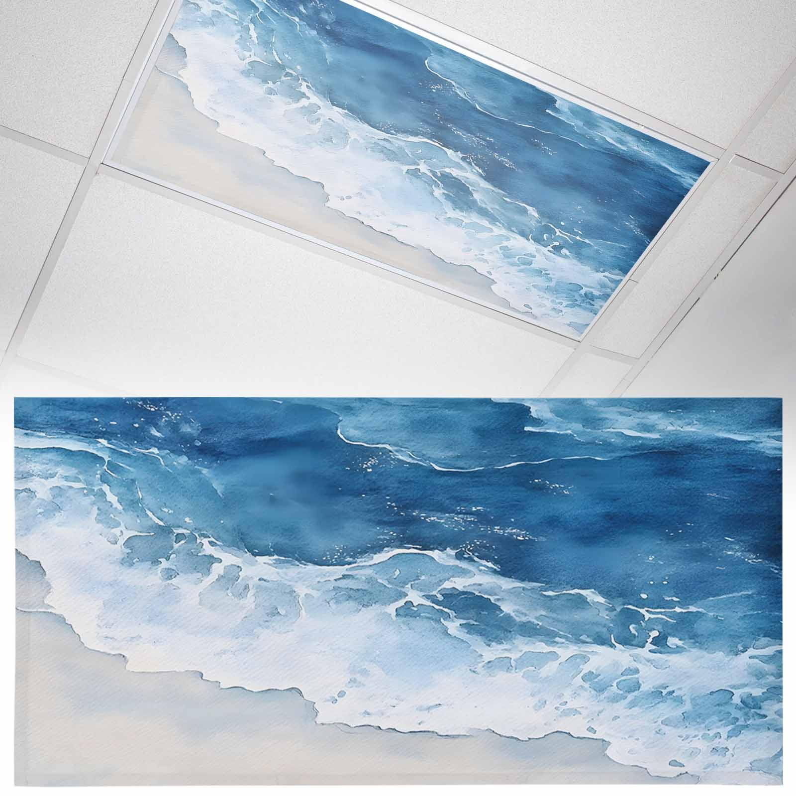 1 Pack Abstract Waves Fluorescent Light Covers for Ceiling Lights Blue ...