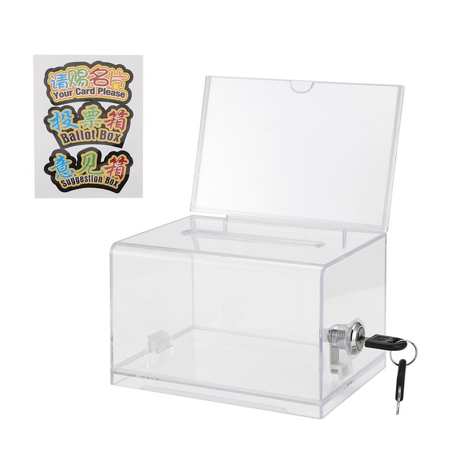 1 Pack Acrylic Donation Box with Lock, Clear Ballot Sign Holder ...
