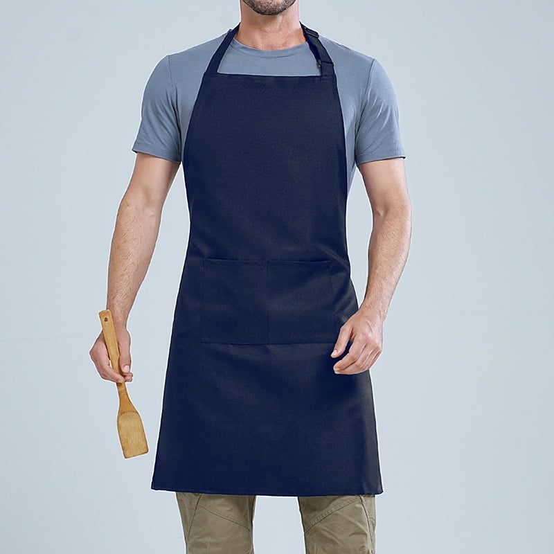 1 Pack Adjustable Bib Apron Waterdrop Resistant with 2 Pockets Cooking ...