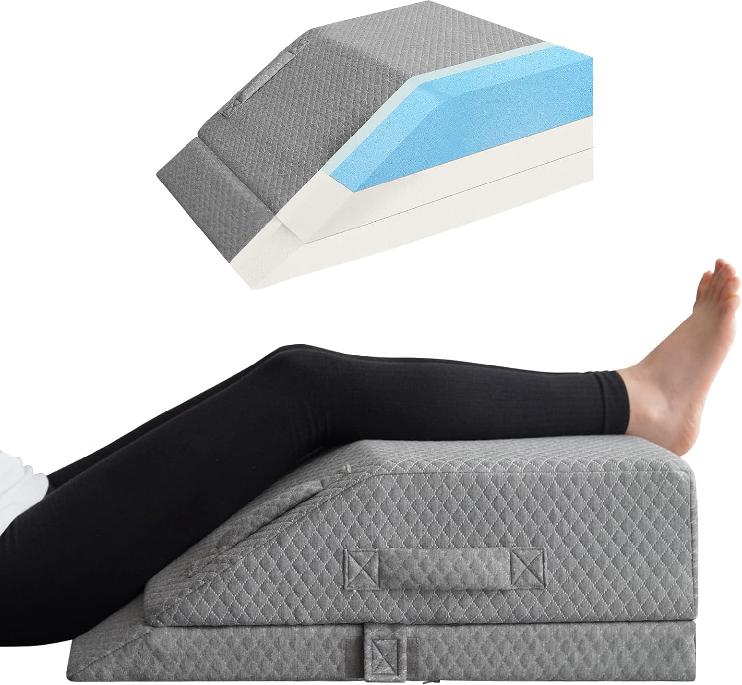 1 Pack Adjustable Leg Elevation Wedge Pillow with Gel Memory Foam, for ...