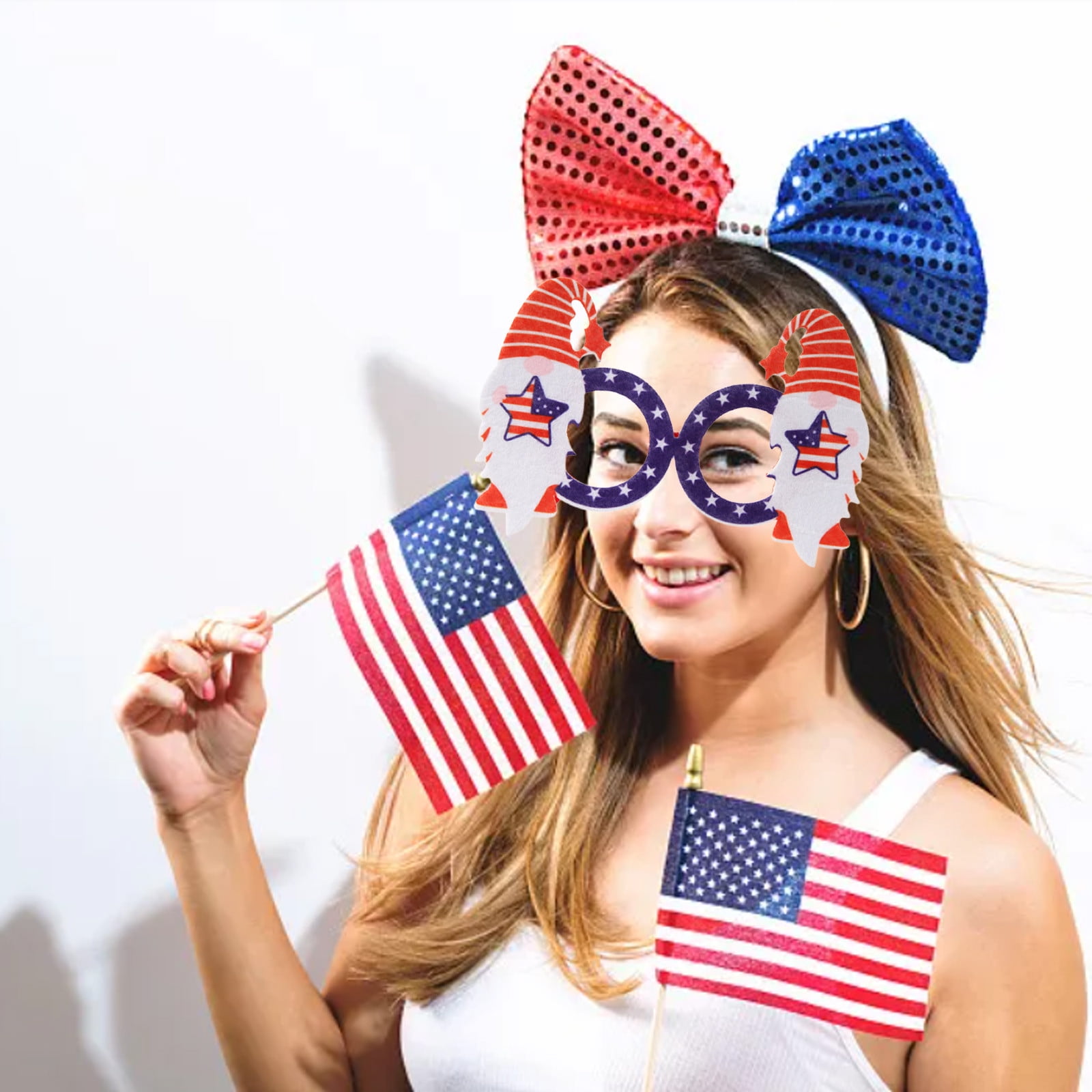 1 Pack American Flag Glasses, Felt USA Patriotic Party Sunglasses for ...