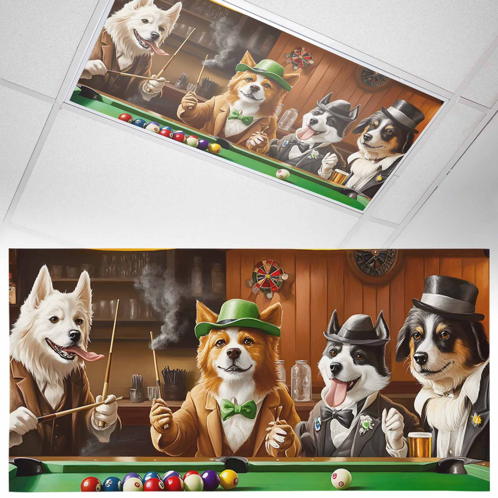 1 Pack Animal Playing Billiards Fluorescent Light Covers for Ceiling ...