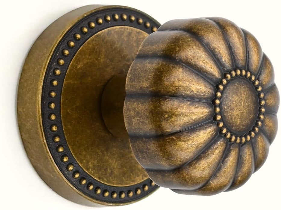 1 Pack Antique Brass Passage Door Knobs with Lock, Vintage Door Handles ...