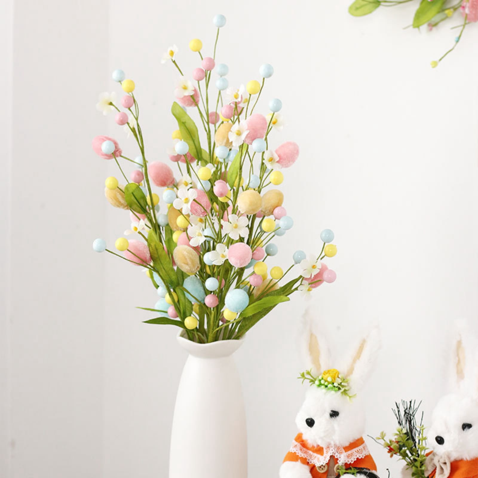 1 Pack Artificial Easter Spray with Pastel Easter Eggs, Flowers and ...