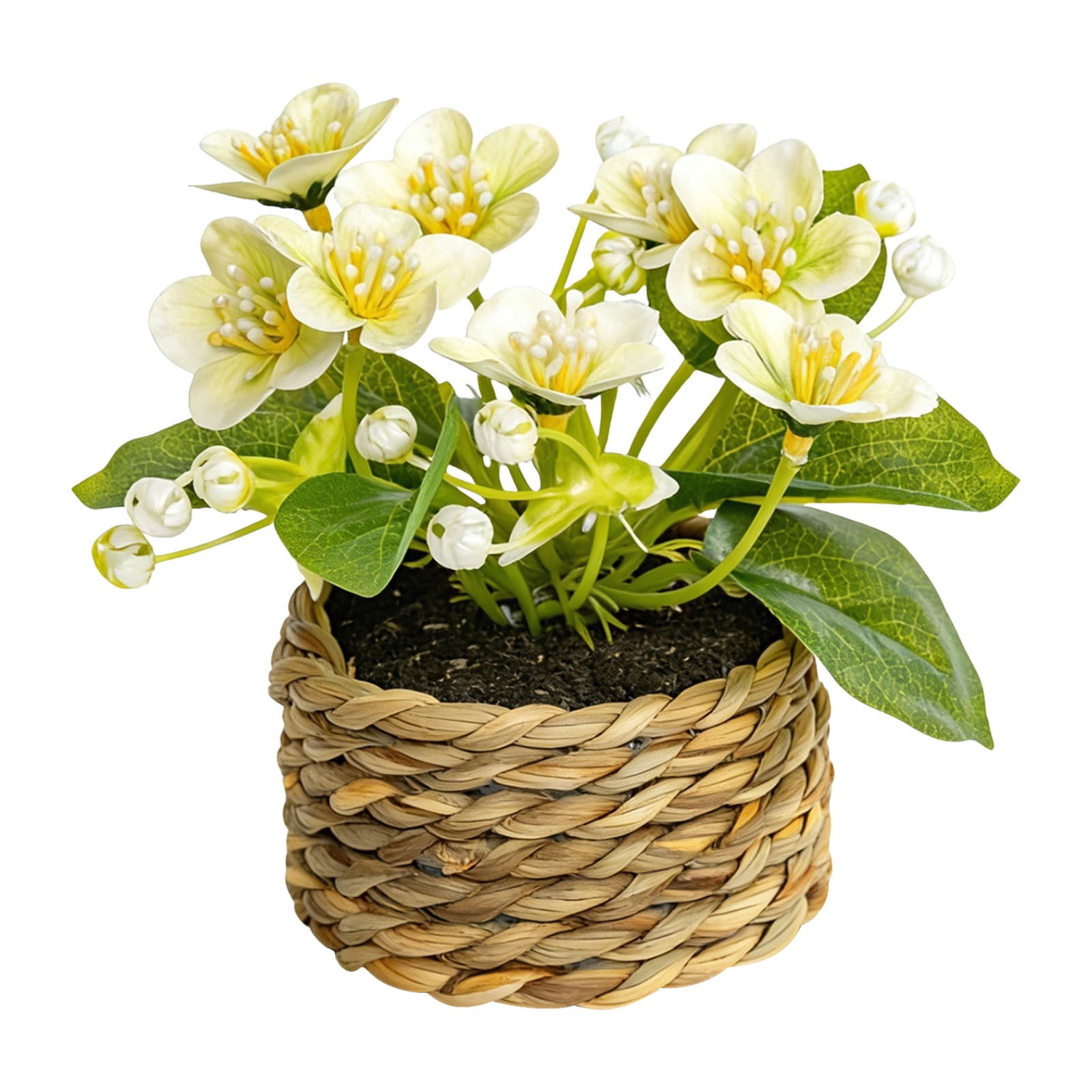 1 Pack Artificial Flower Potted Plant with Handwoven Rattan Pot, 5.5 ...