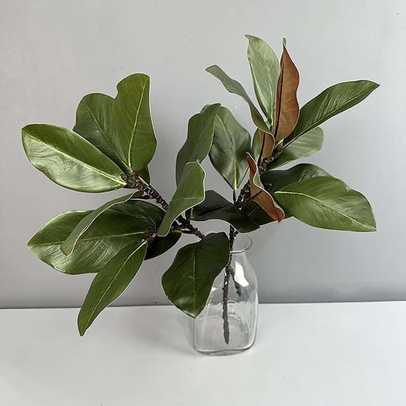 1 Pack Artificial Magnolia Leaves Stems Real Touch Greenery Branches ...