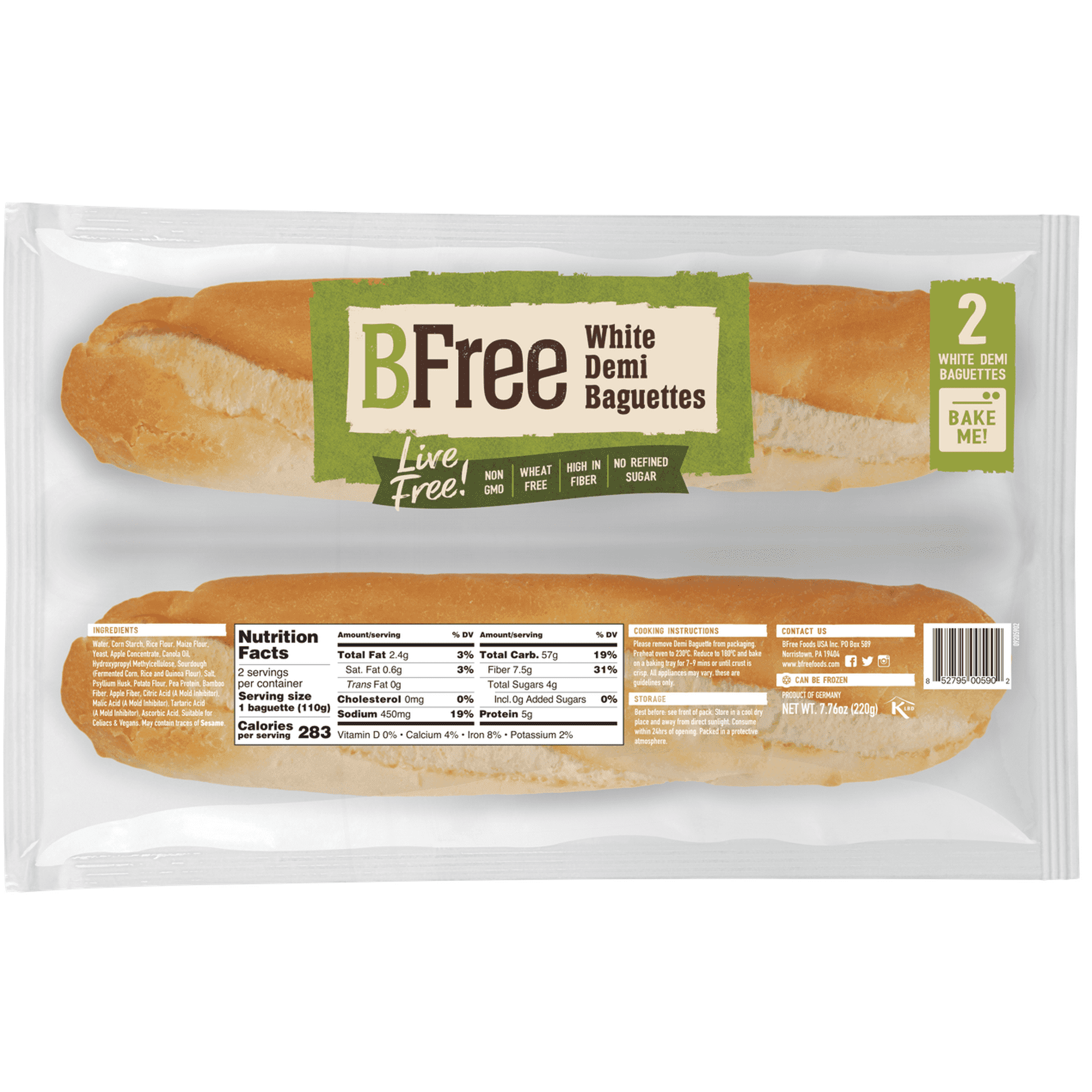 (1 Pack) BFree Foods, Gluten Free, White Demi Baguettes - Walmart.com