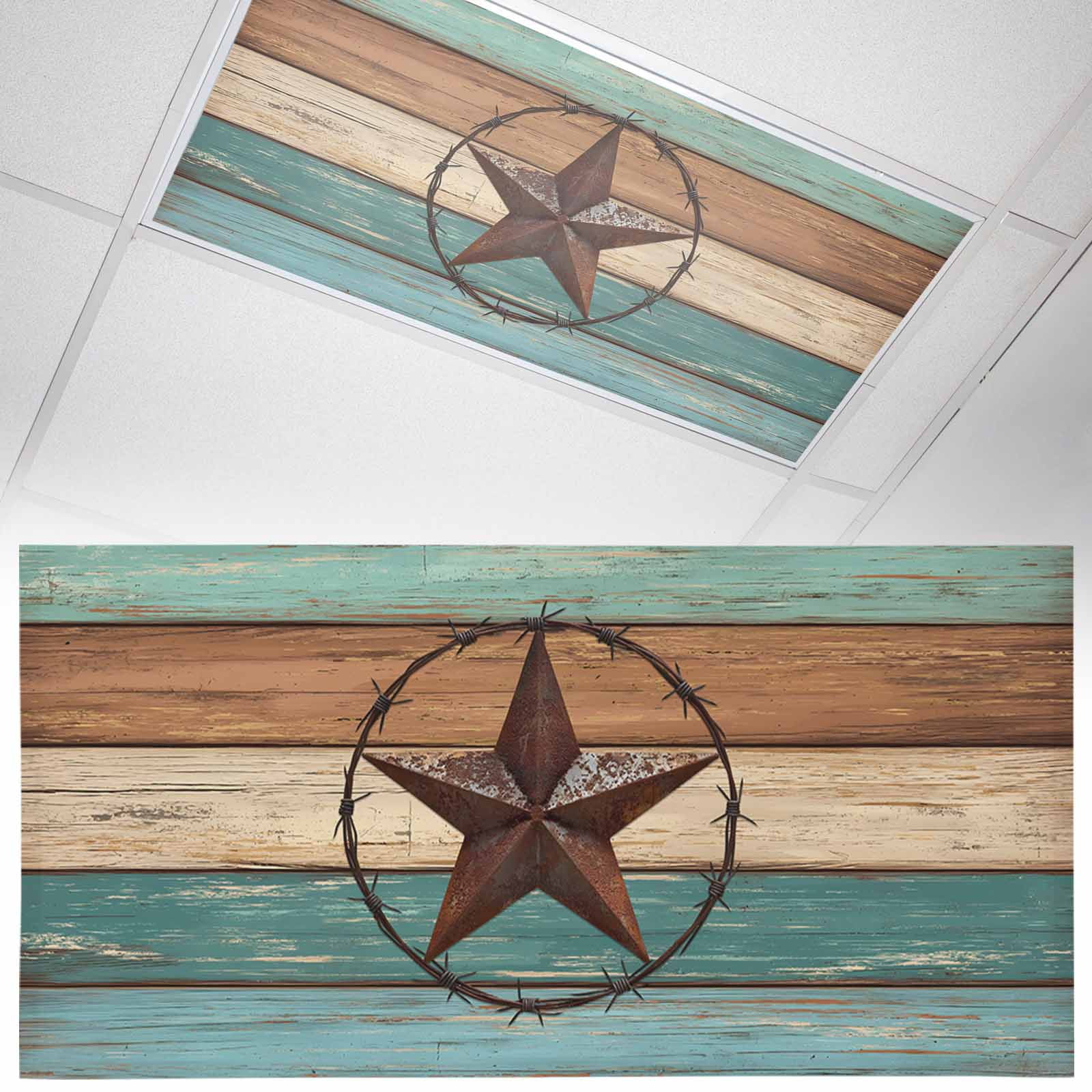 1 Pack Barn Star Fluorescent Light Covers for Ceiling Lights Turquoise ...