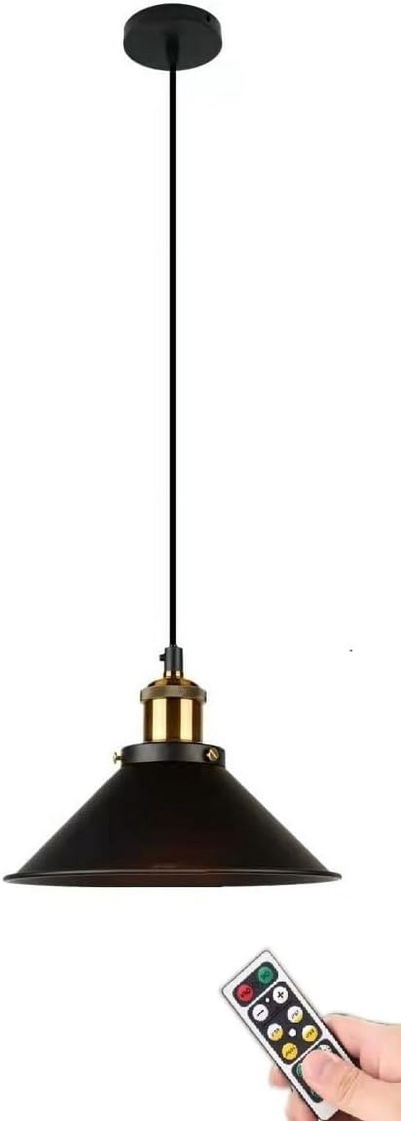 1 Pack Battery Operated Pendant Light with Remote,Indoor Black No ...