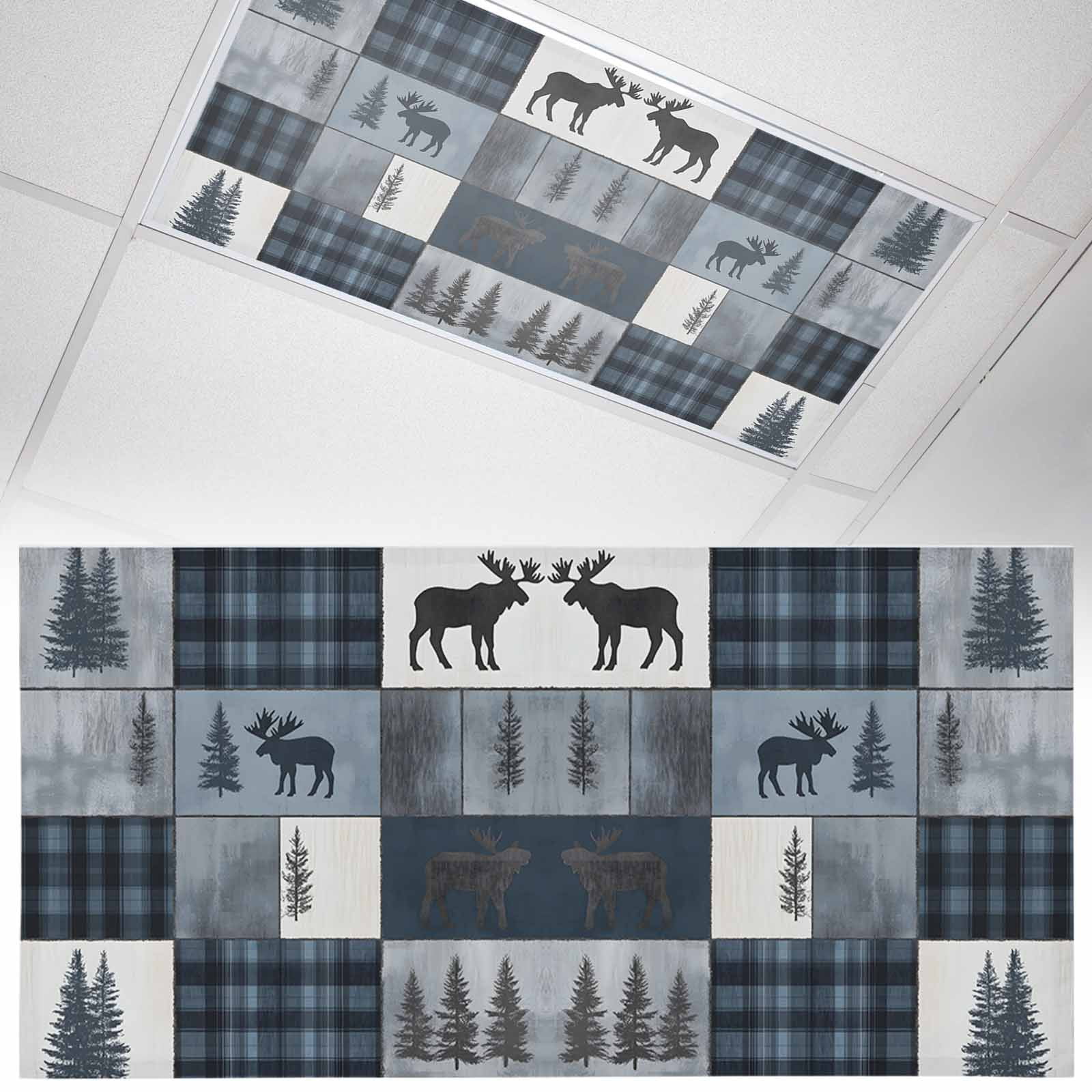 1 Pack Bear Moose Fluorescent Light Covers for Ceiling Lights Blue ...