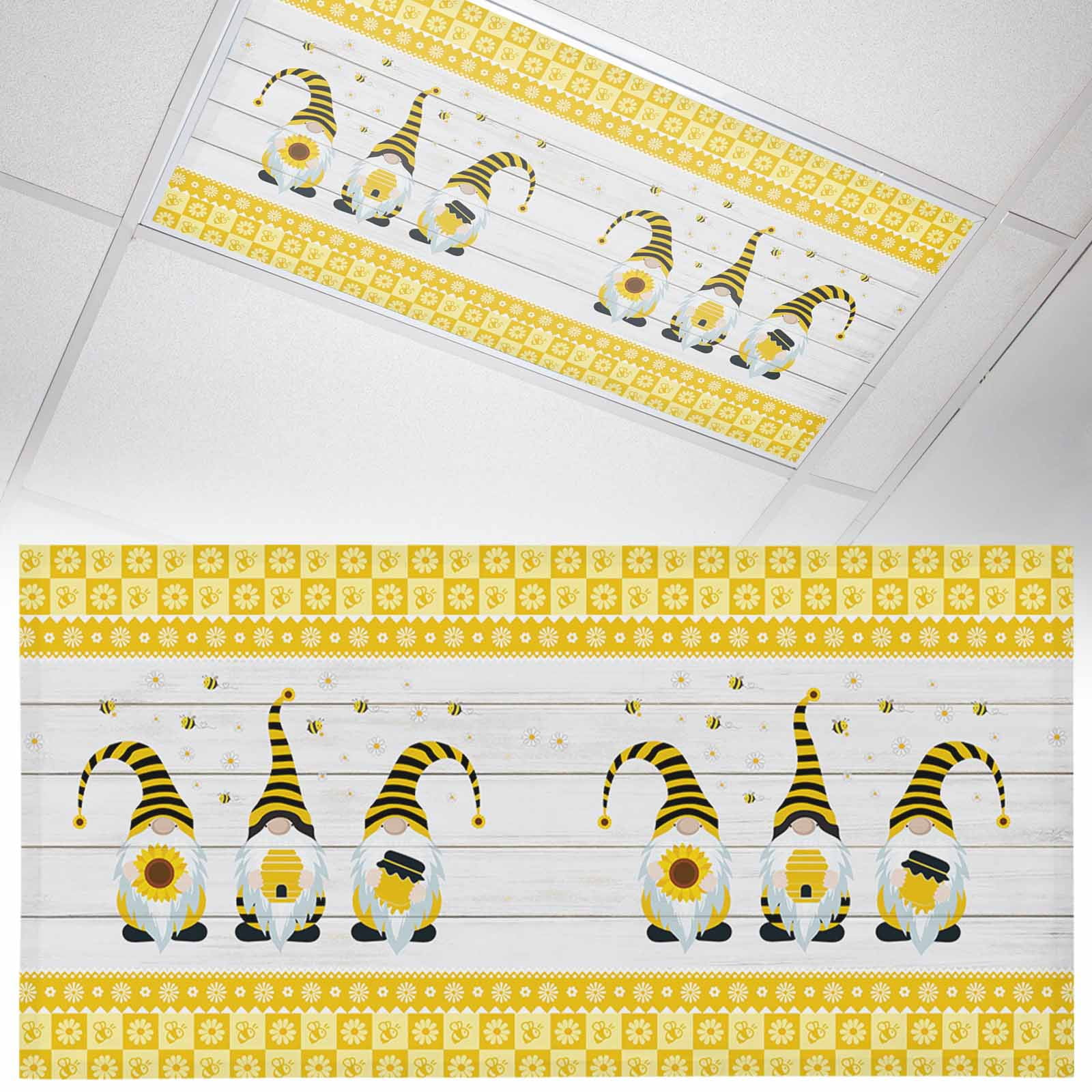 1 Pack Bee Gnome Fluorescent Light Covers for Ceiling Lights Daisy ...