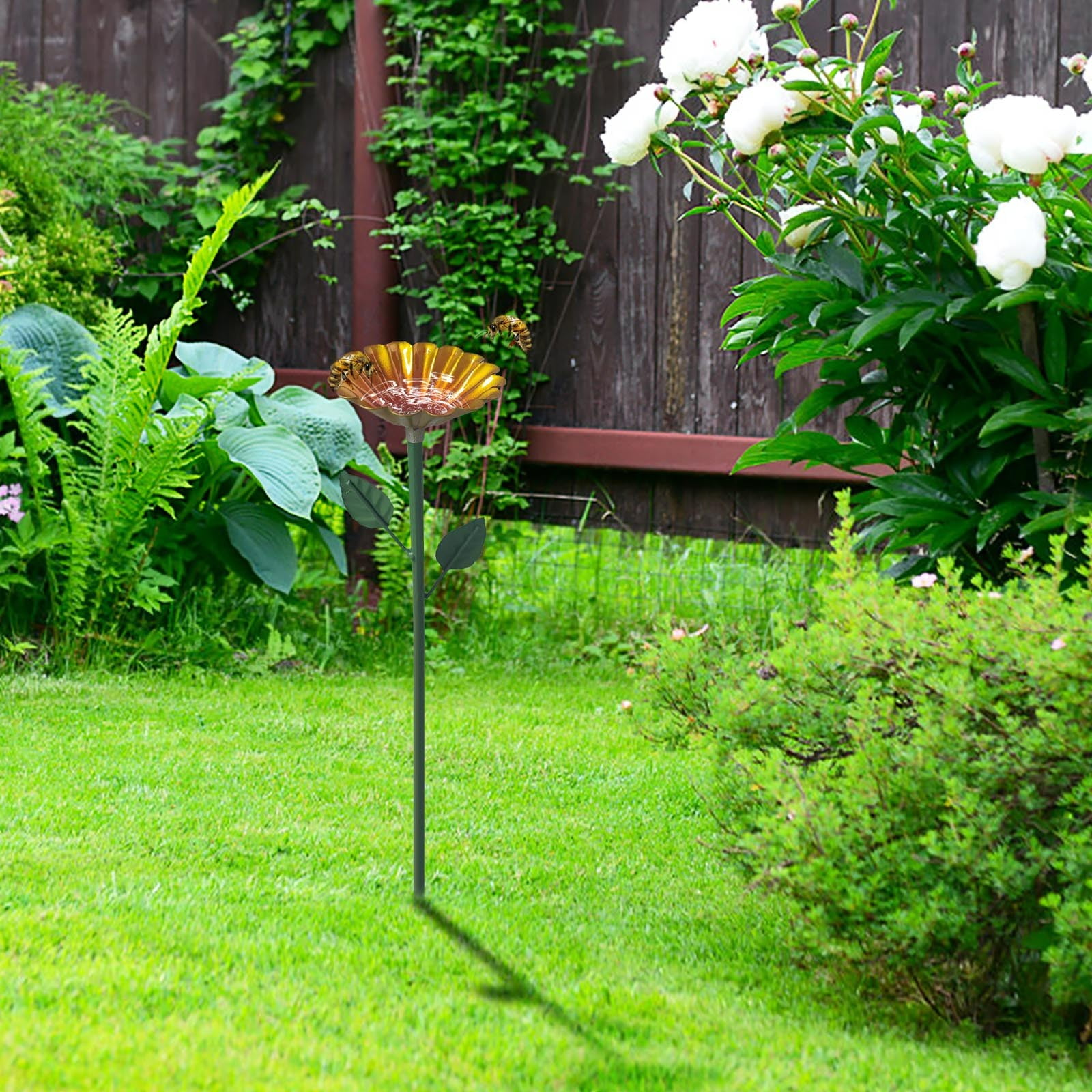 1 Pack Bee Watering Station, Bee Cups for Garden Metal Bee Water Feeder ...