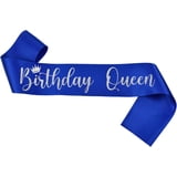 1 Pack Birthday Queen Sash, Royal Blue Satin with Silver Glitter ...
