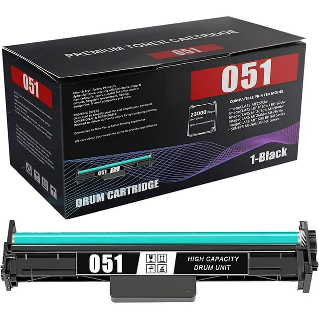 1 Pack Black 051 Drum Cartridge Replacement for Canon MF269dw MF266dw ...