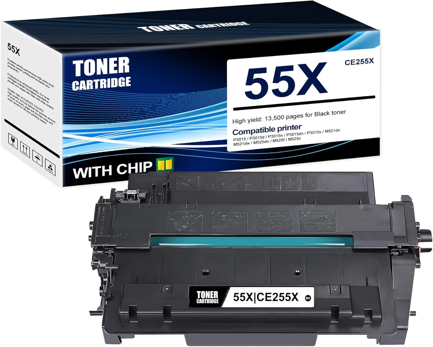 1-Pack Black 55X|CE255X Toner Cartridge: Compatible 55X|CE255X ...