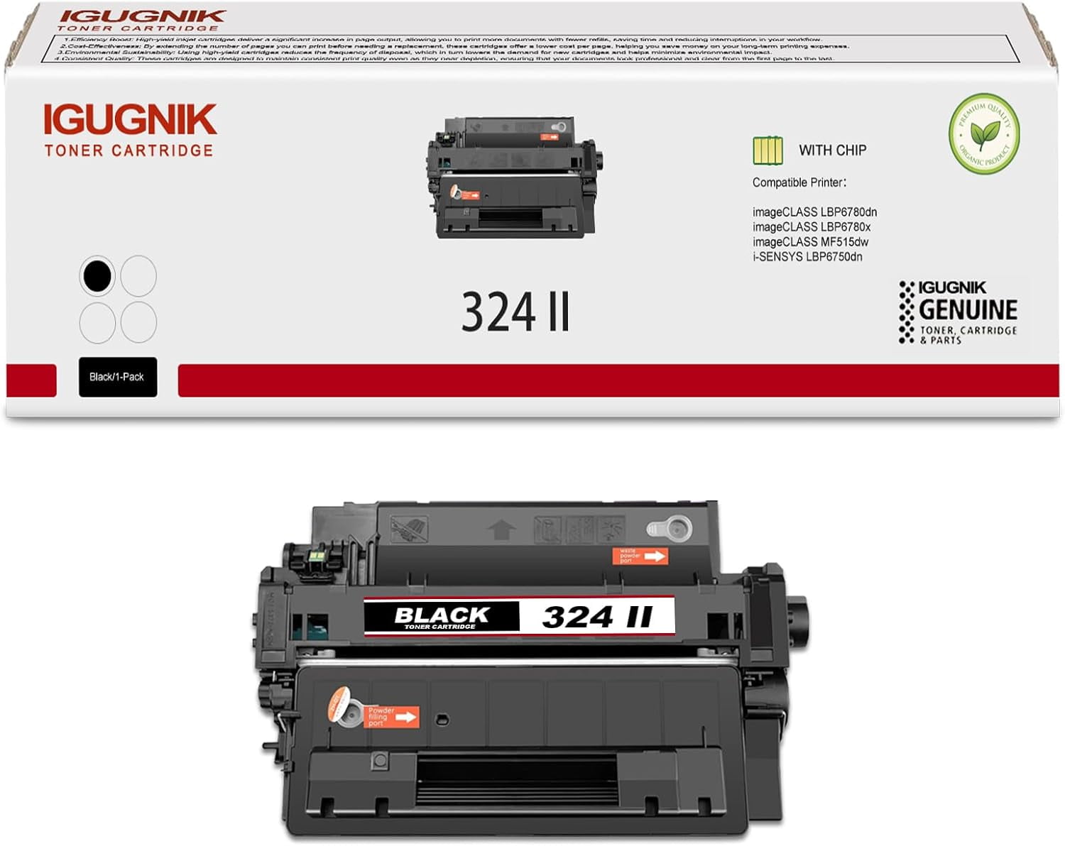 1-Pack Black Cartridge 324 II Toner Cartridges(with chip), Replacement ...