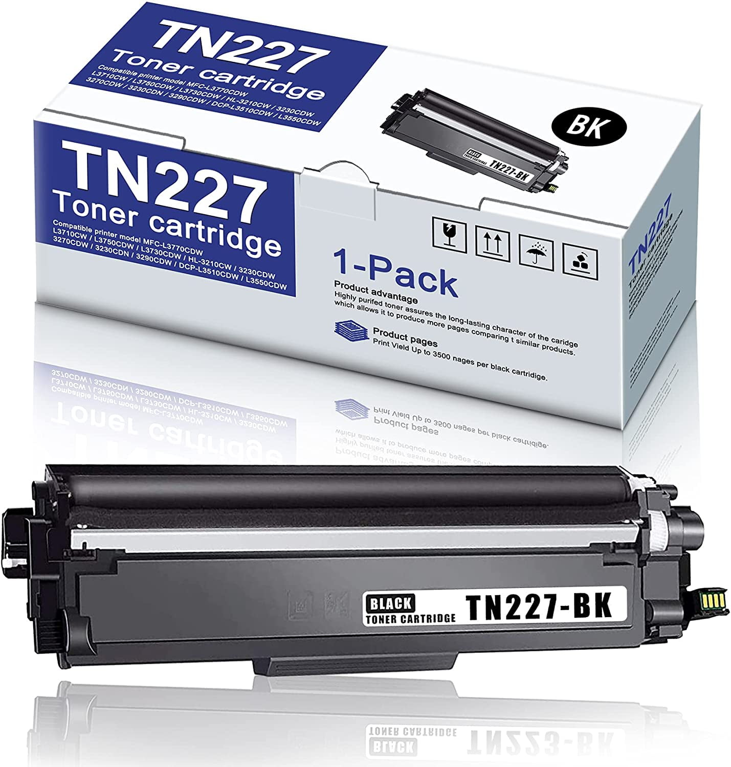 1-Pack Black Compatible TN227 TN-227 Toner Cartridge Replacement for ...