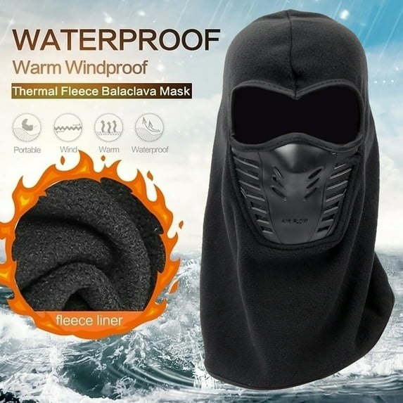 1-Pack Black Full Face Mask - Unisex Balaclava Winter Fleece Windproof ...