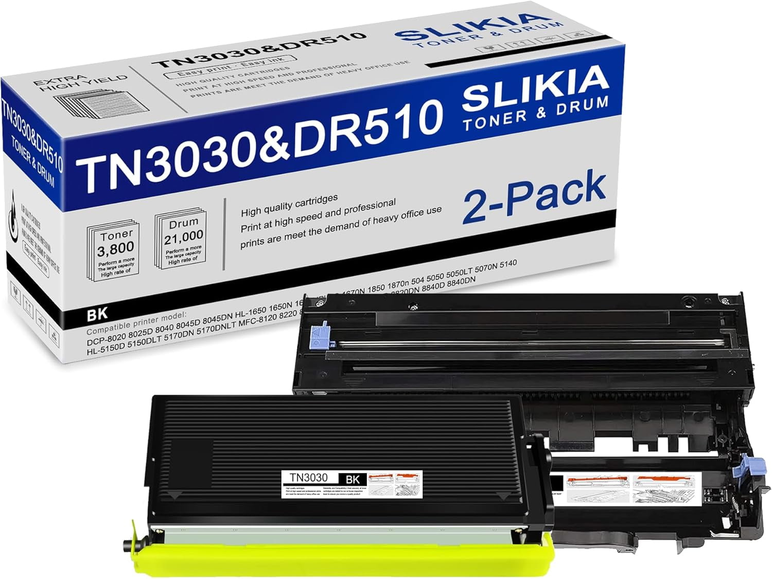 1 Pack Black TN3030 Toner Cartridge and 1 Pack Black DR510 Drum Unit ...