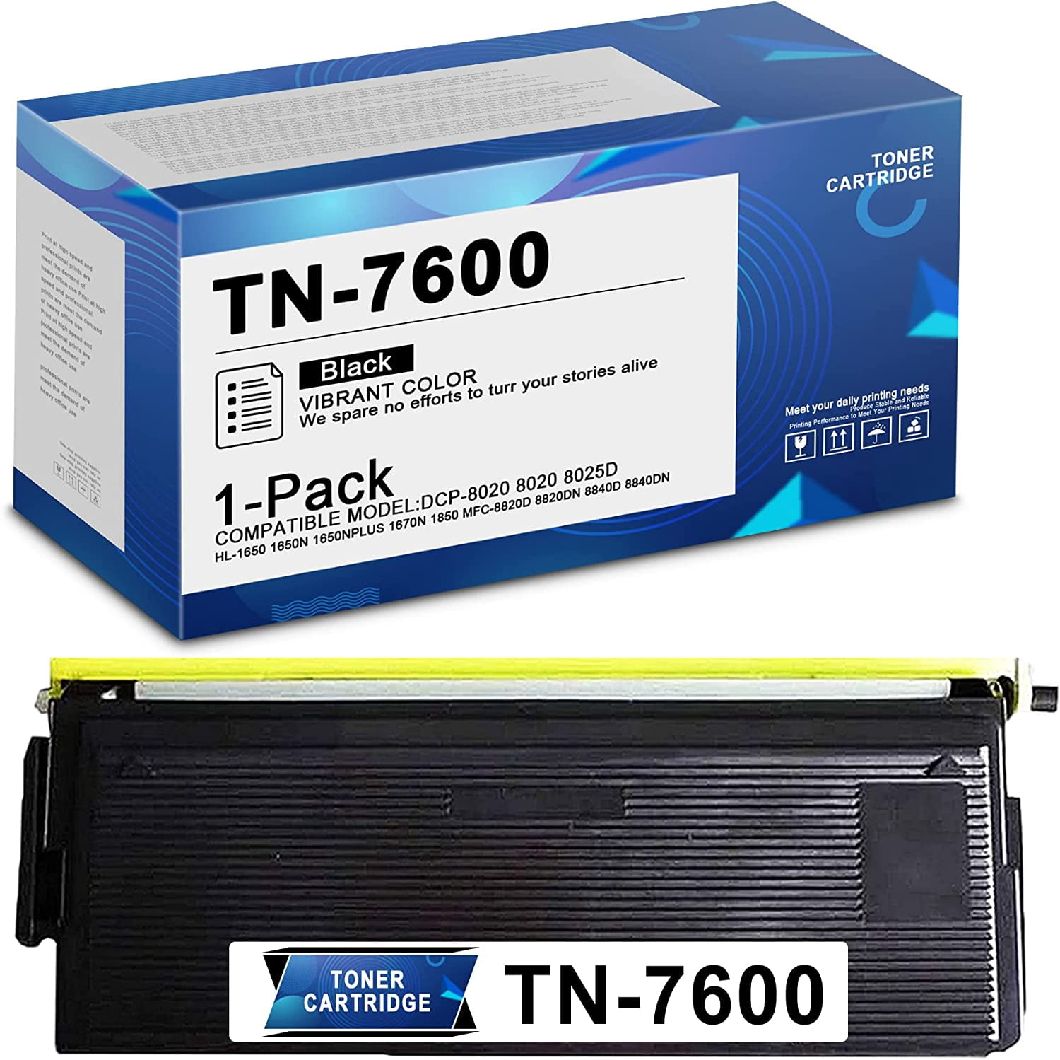 1-Pack Black TN7600 TN-7600 Compatible Toner Cartridge Replacement for ...