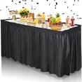 1 Pack Black Table Skirt Party Decorations, Black Plastic Table Skirts ...