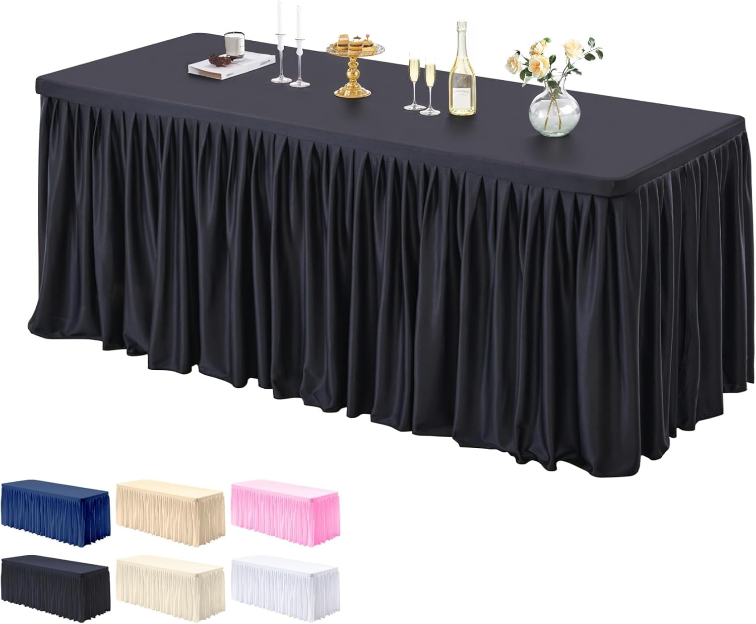 1 Pack Black Tablecloths for Rectangle 4ft Tables, Wrinkle Resistant ...