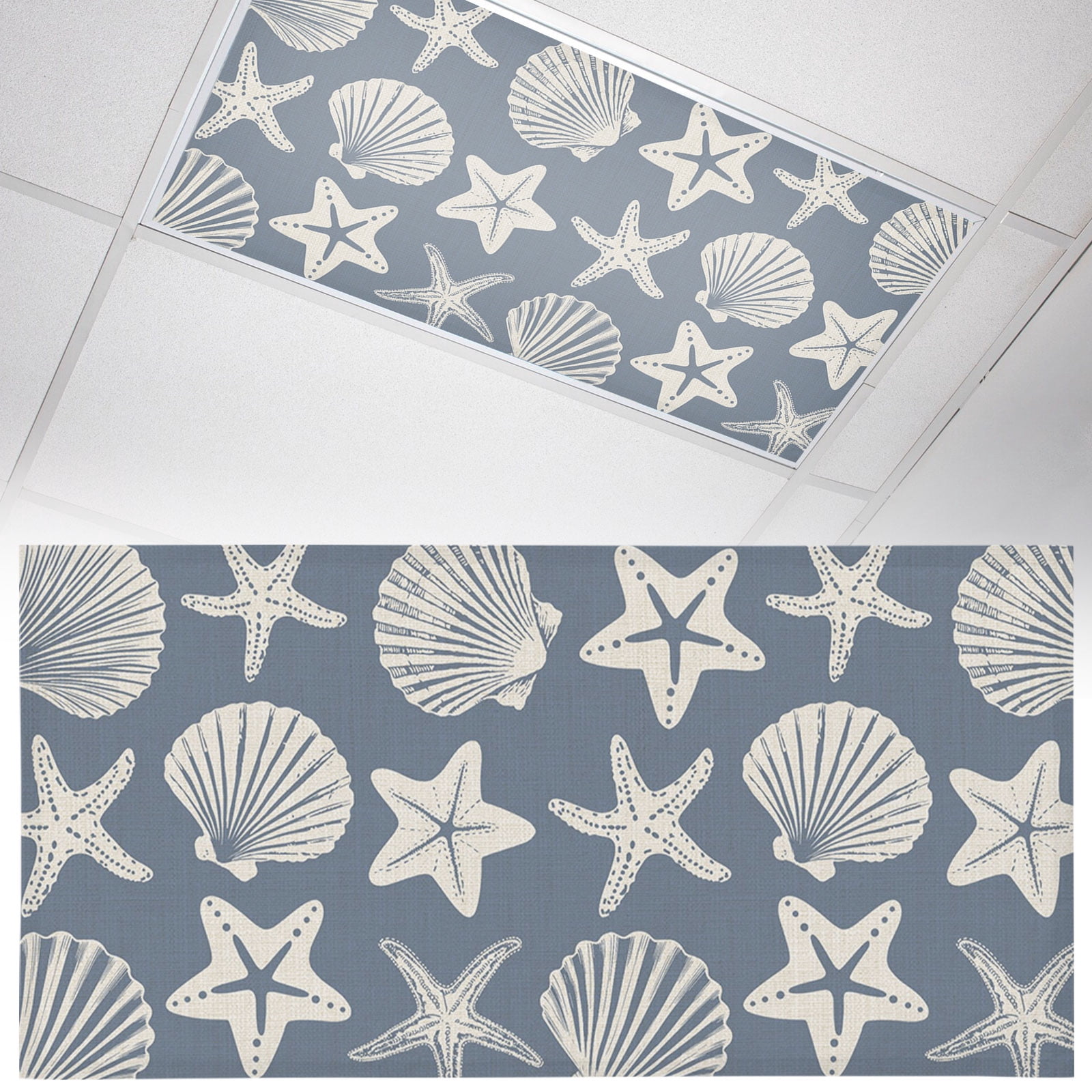1 Pack Blue Coastal Fluorescent Light Covers for Ceiling Lights ...