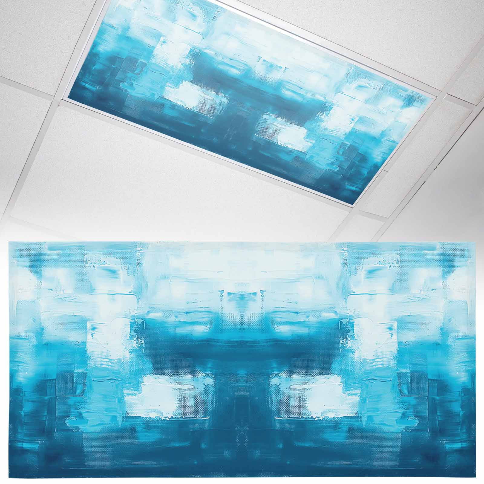 1 Pack Blue Fluorescent Light Covers for Ceiling Lights Abstract Oil ...