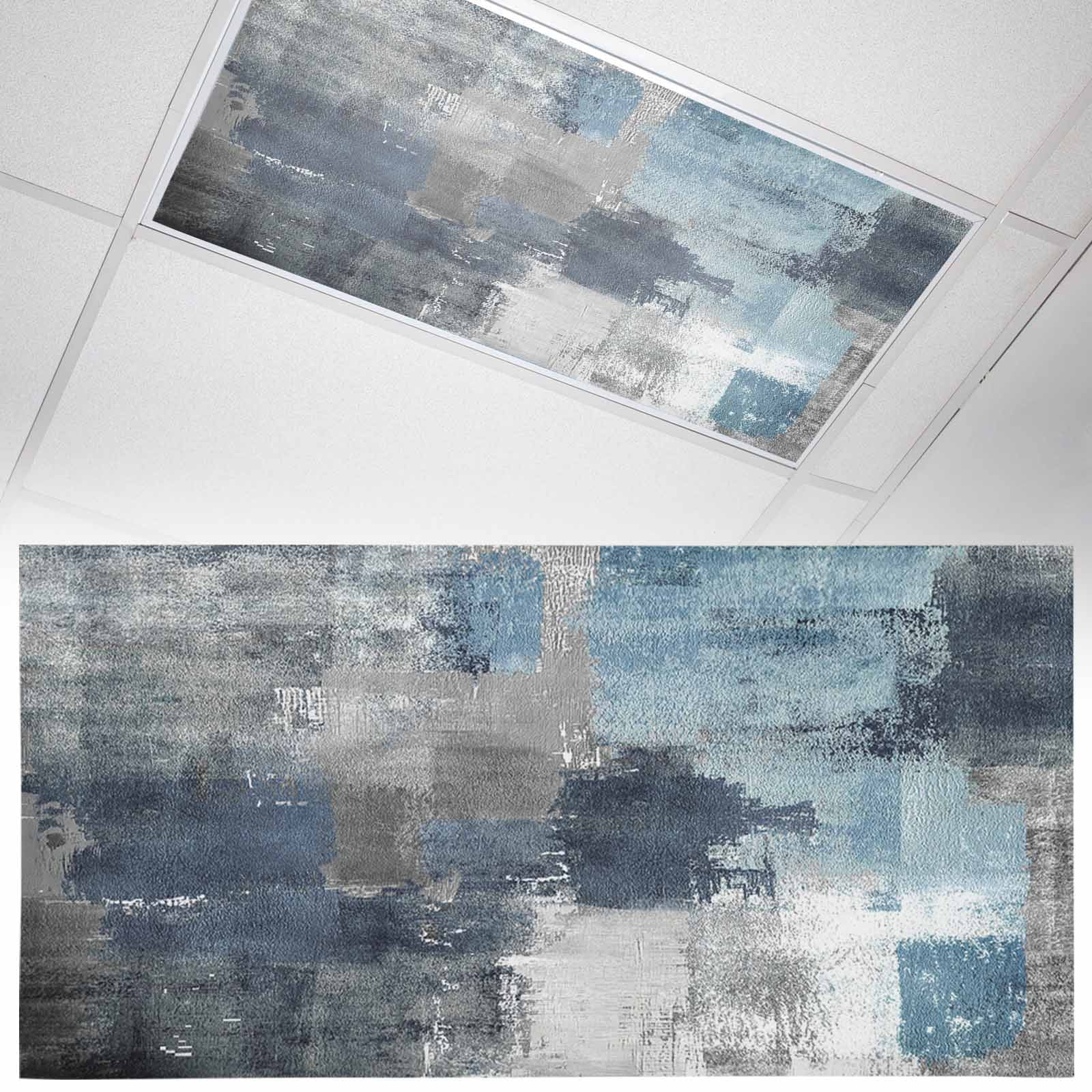 1 Pack Blue Grey Abstract Fluorescent Light Covers for Ceiling Lights ...