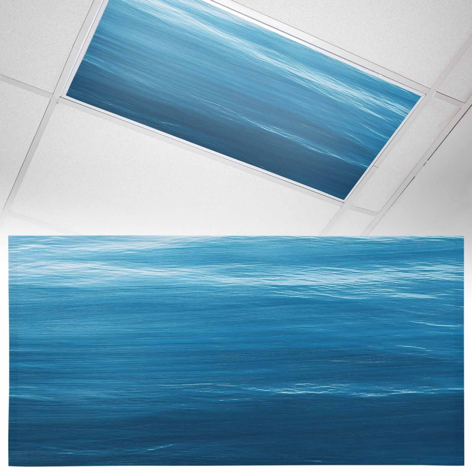 1 Pack Blue Sea Fluorescent Light Covers for Ceiling Lights Abstract ...