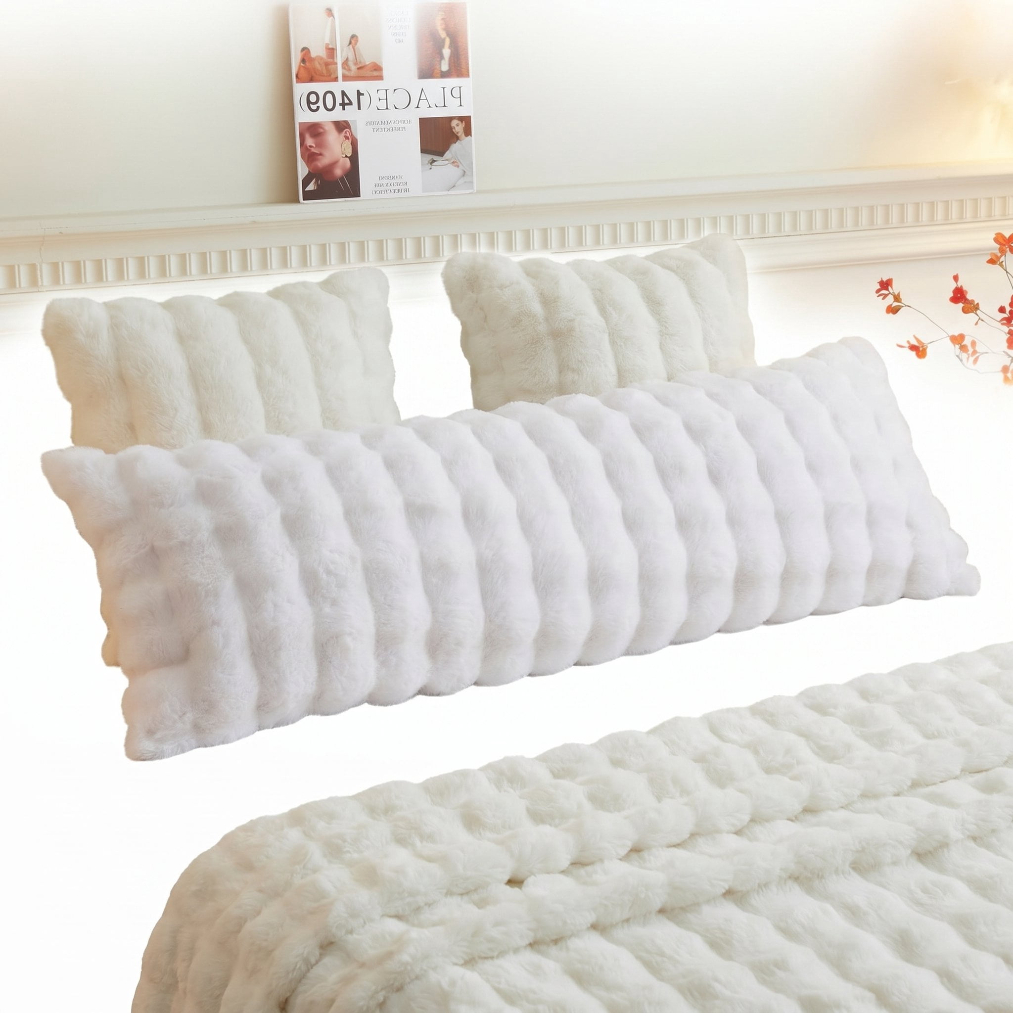 1 Pack Body Pillow Cover, Faux Rabbit Shaggy Plush with Zipper Closure ...