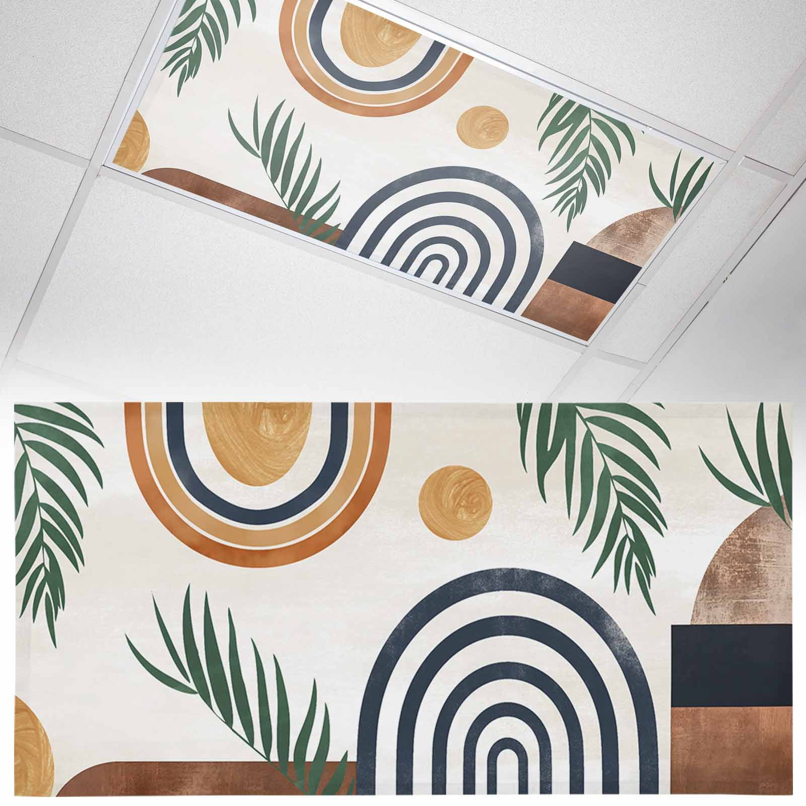 1 Pack Boho Fluorescent Light Covers for Ceiling Lights Leaf Geometric ...