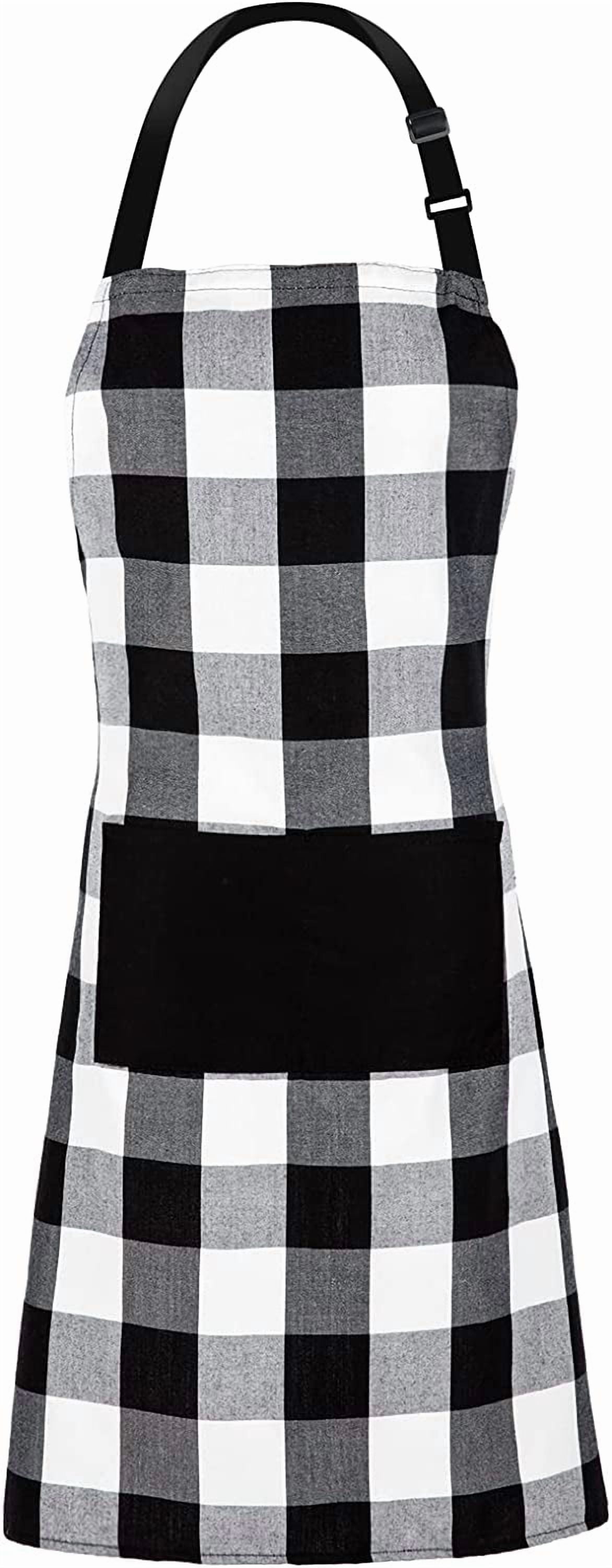 1 Pack Buffalo Check Apron with 2 Pockets Adjustable Bib Chef Kitchen ...
