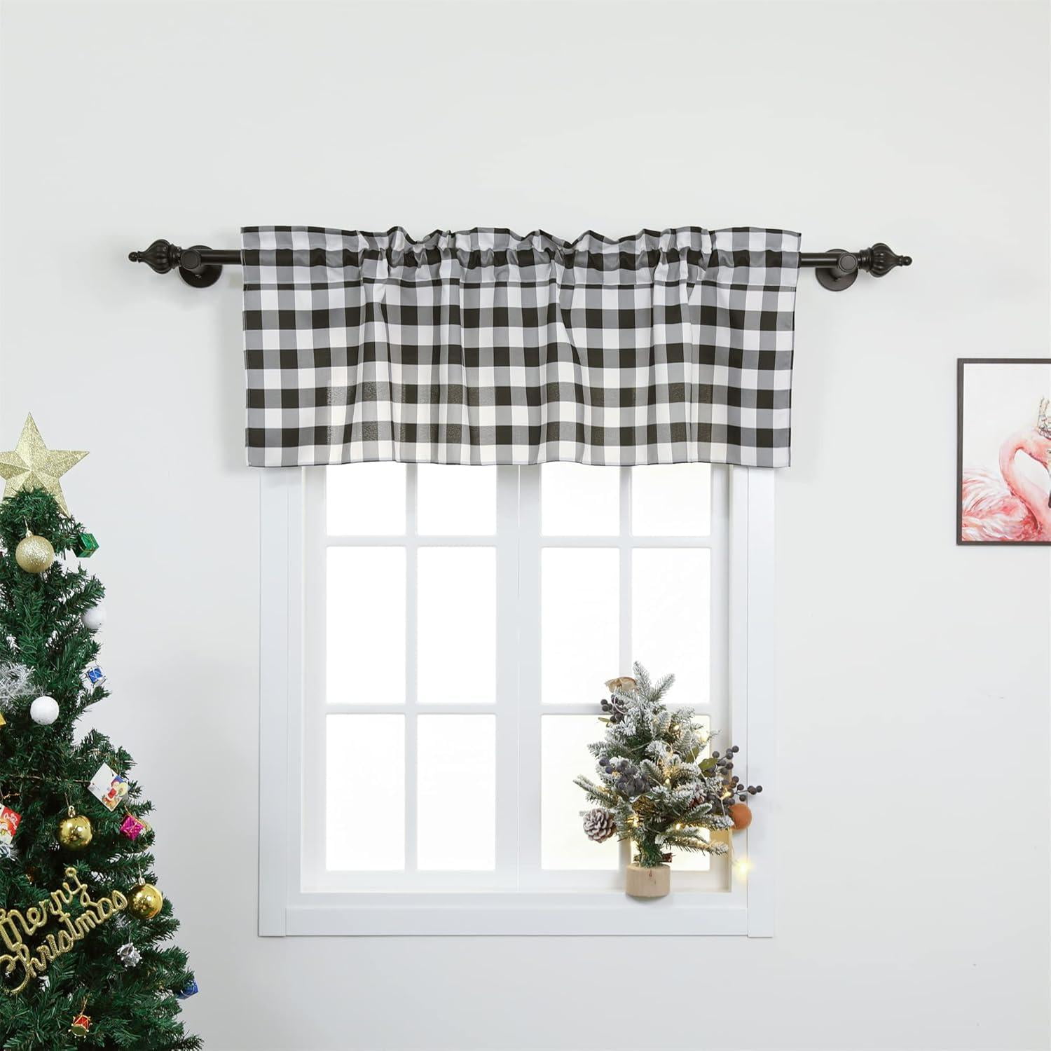 1 Pack Buffalo Check Valance for Windows 18 Inch Long Classic Plaid Rod ...