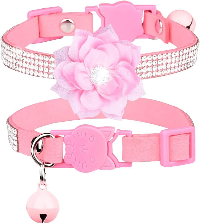 1 Pack Cat Collars,Rhinestone for Girl Cats Bling Kitten Flower ...