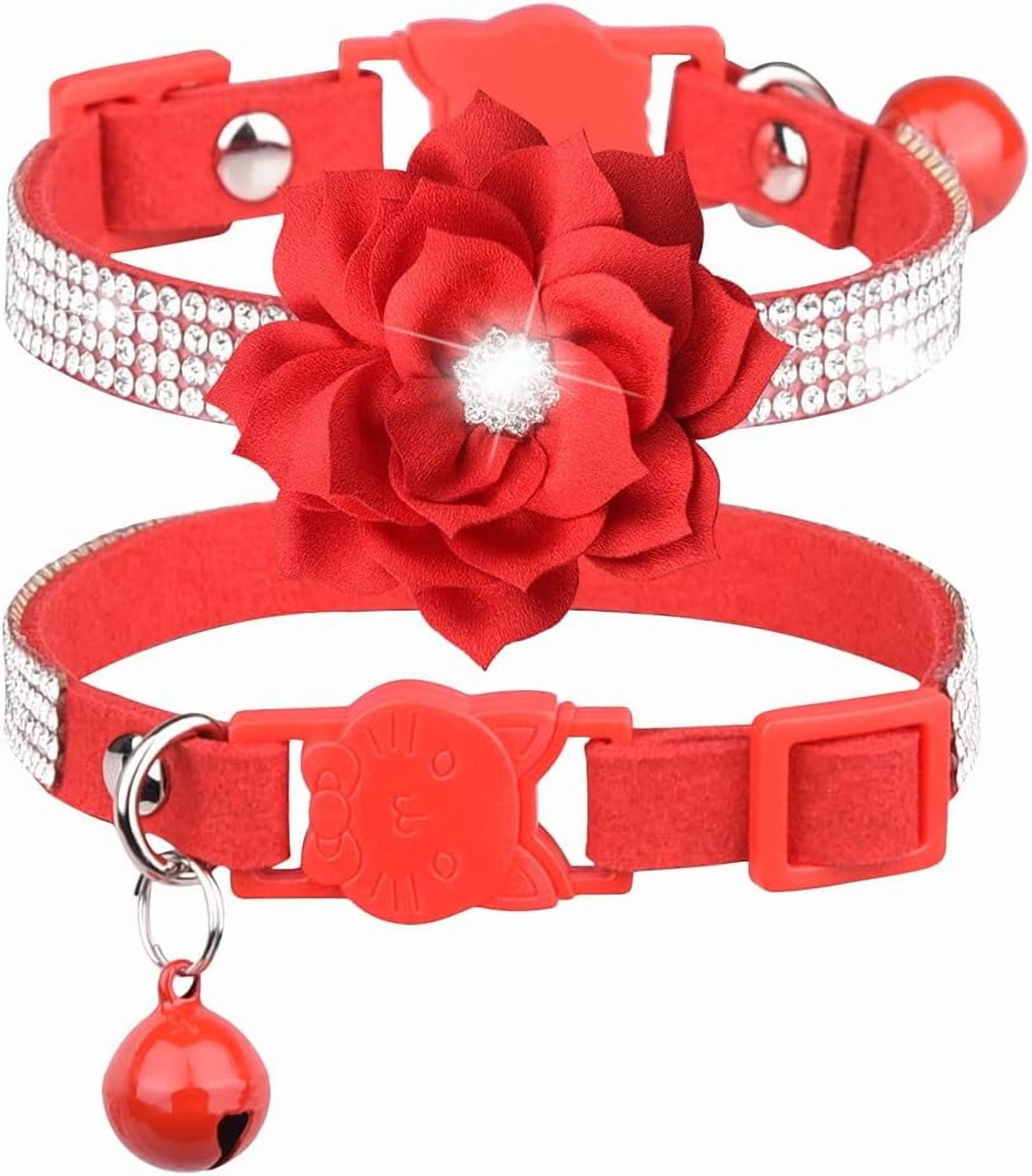 1 Pack Cat Collars,Rhinestone for Girl Cats Bling Kitten Flower ...