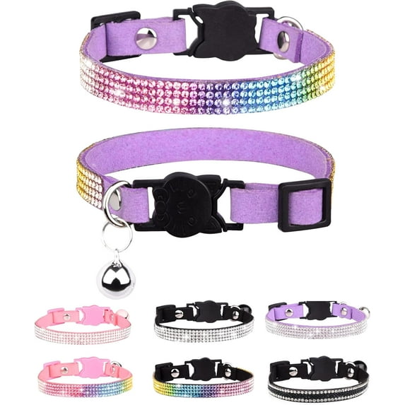 1 Pack Cat Collars for Girl Cats with Rhinestone Soft Velvet,Breakaway ...