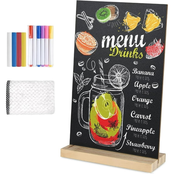 1 Pack Chalkboard 8 x 12 inch Tabletop Chalkboard Sign with Wood Base ...