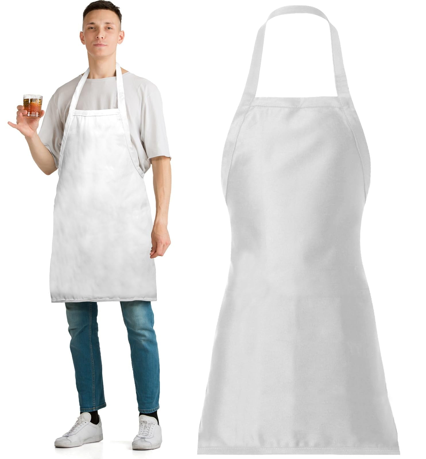 1 Pack Chef Apron without Pockets with a Chef Bandana, Cotton/Poly ...