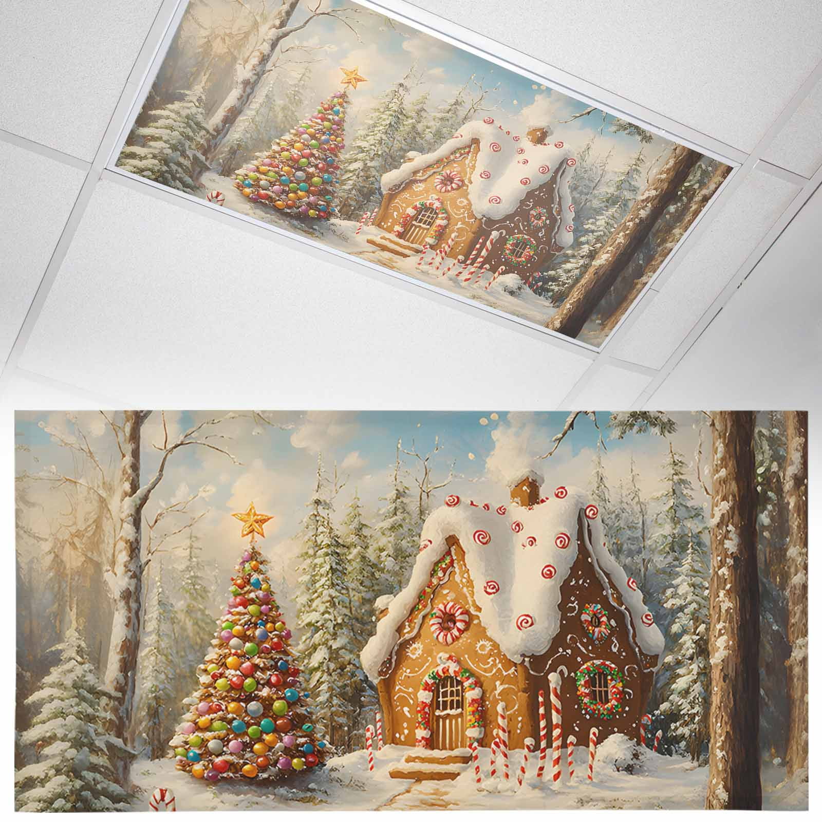1 Pack Christmas Gingerbread Fluorescent Light Covers for Ceiling ...