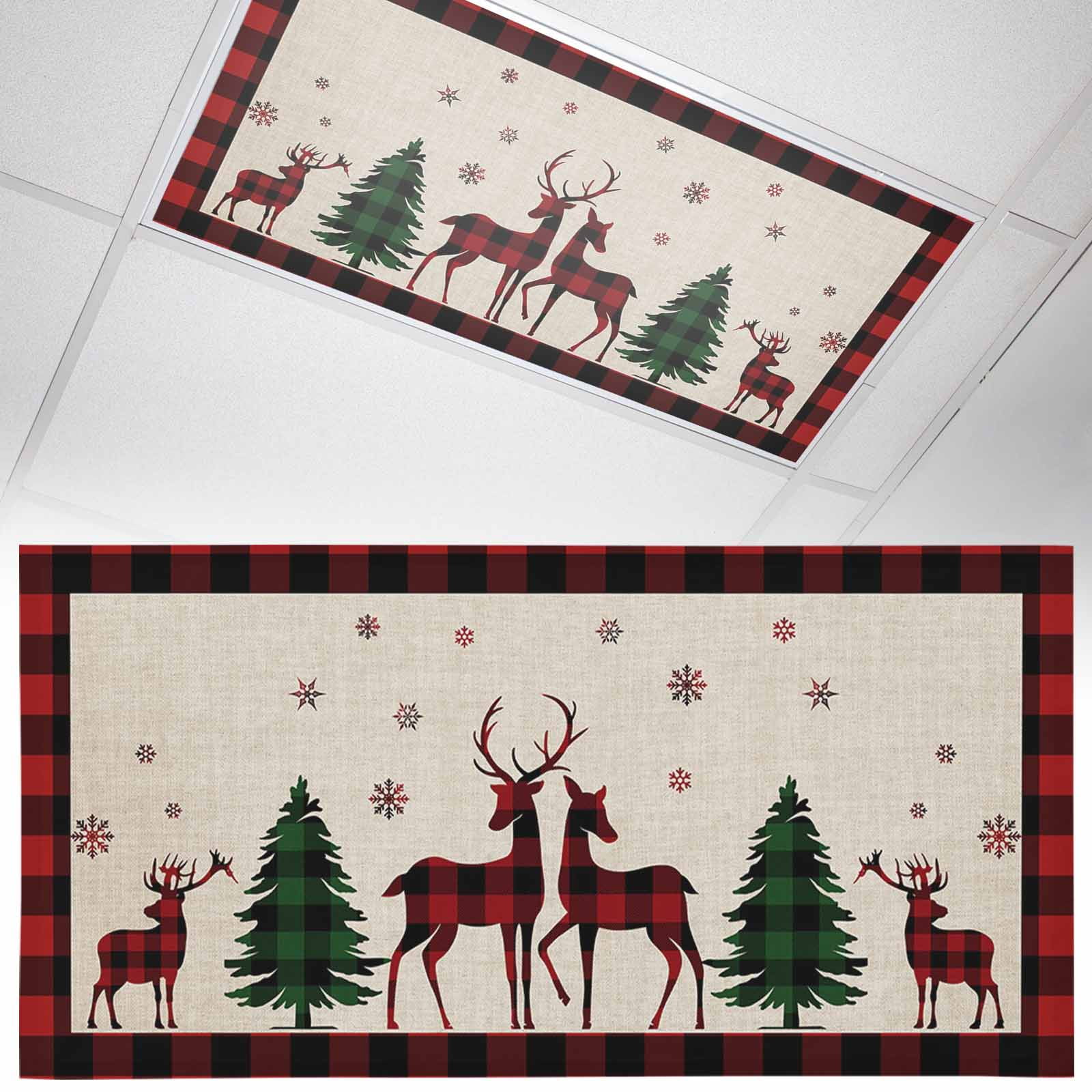 1 Pack Christmas Red Fluorescent Light Covers for Ceiling Lights and ...