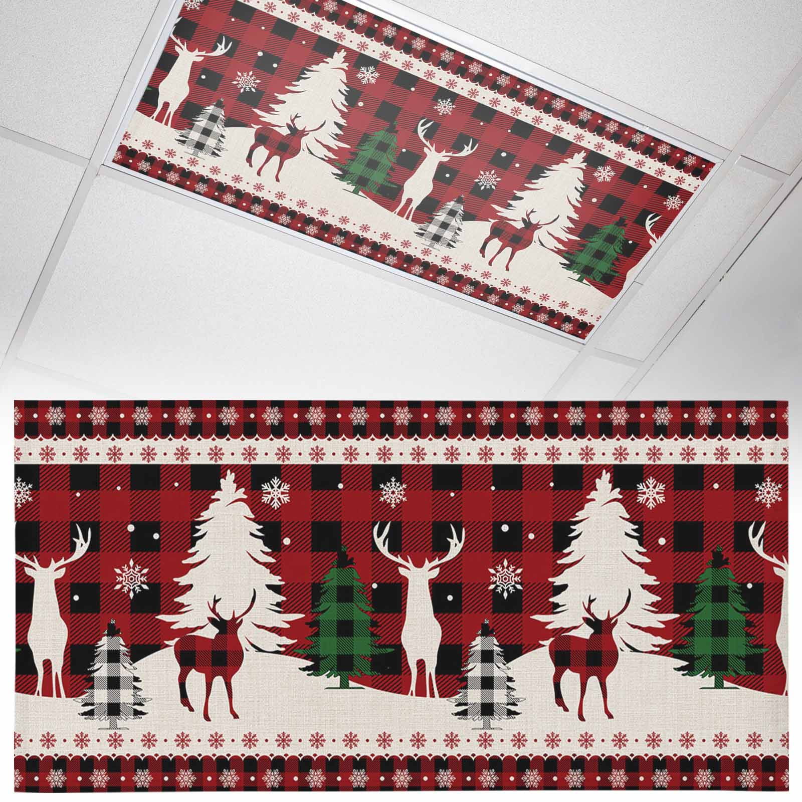 1 Pack Christmas Red Fluorescent Light Covers for Ceiling Lights Black ...