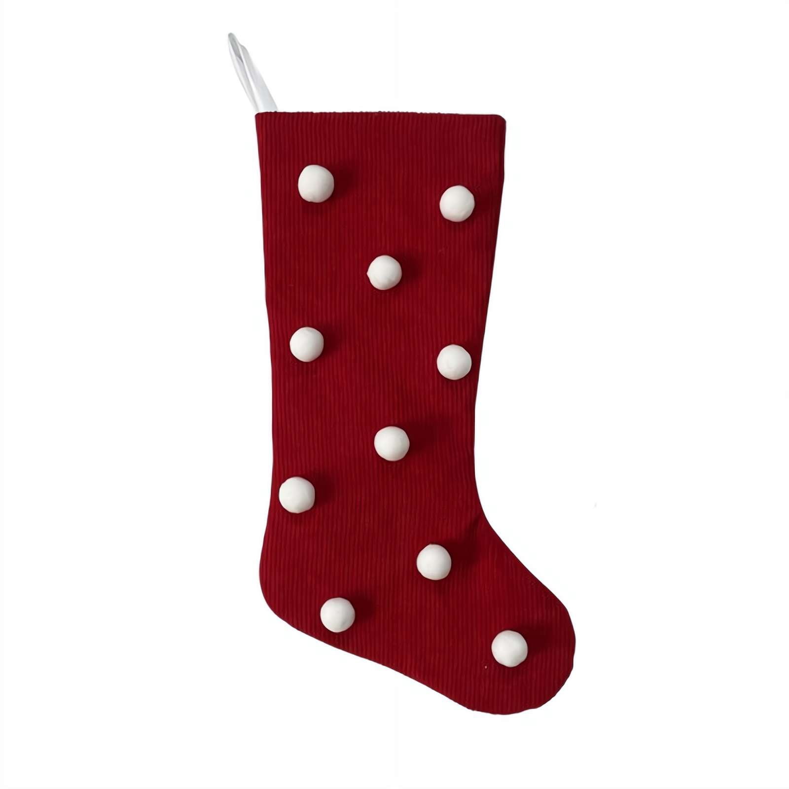 1 Pack Christmas Stocking, Classic Hanging Stockings, Plush Cuffs Candy ...