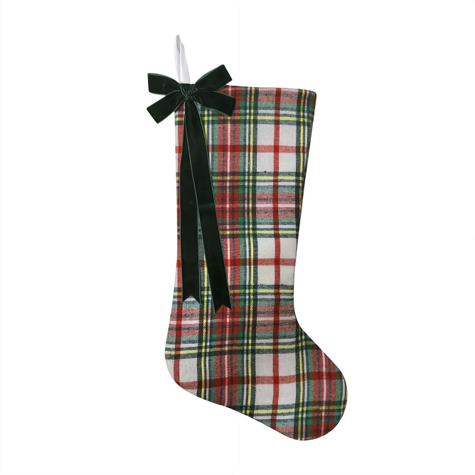 1 Pack Christmas Stocking, Classic Hanging Stockings, Plush Cuffs Candy ...