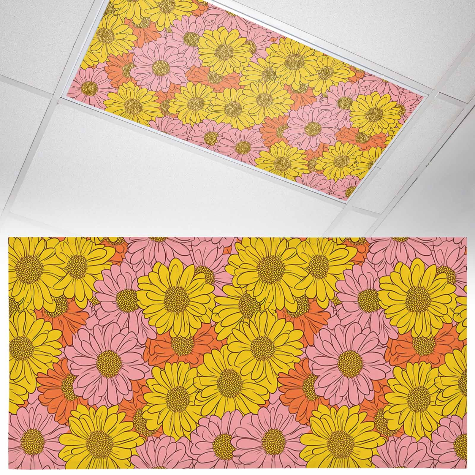 1 Pack Chrysanthemum Fluorescent Light Covers for Ceiling Lights Yellow ...
