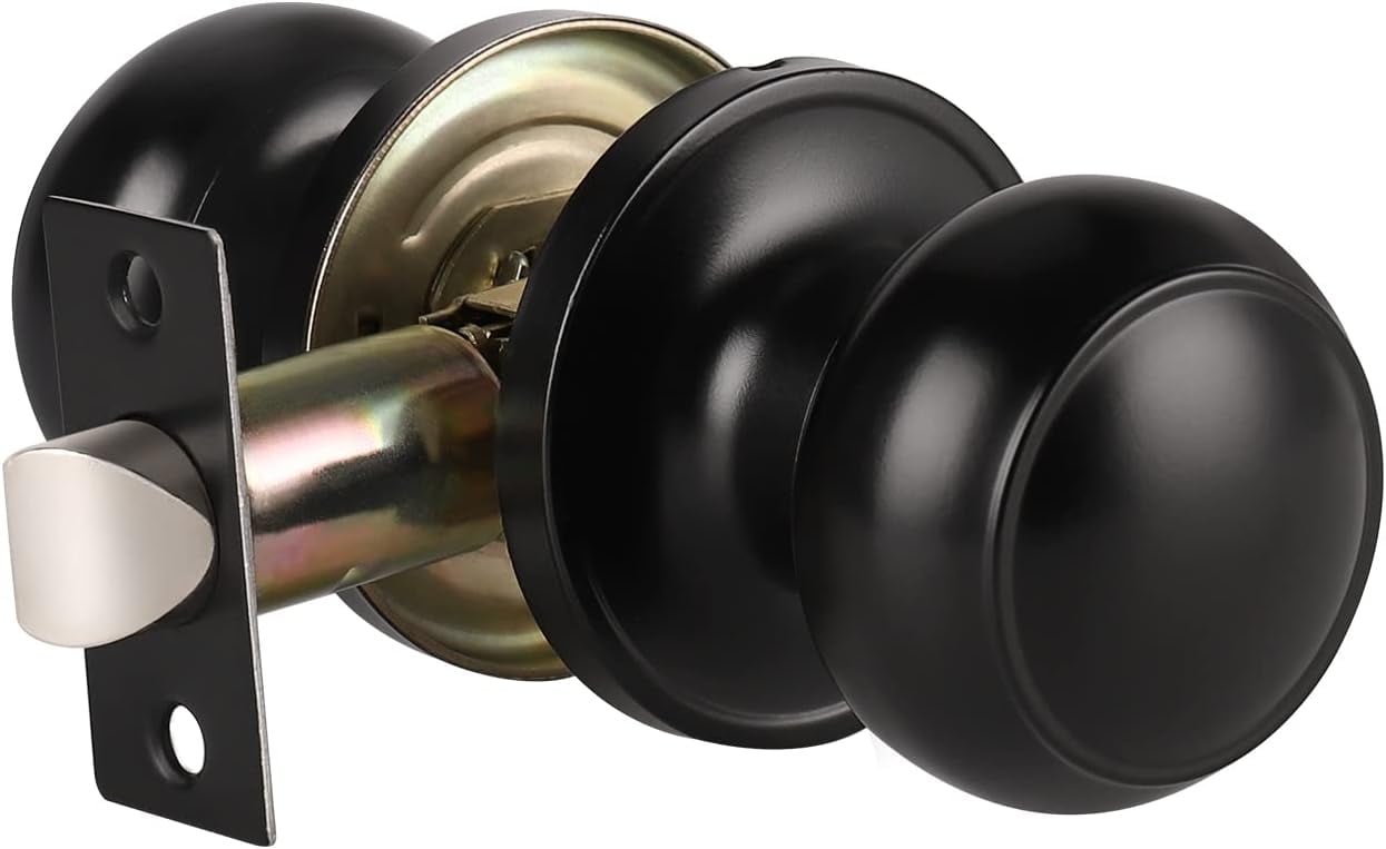 1 Pack Classic Black Passage Door Knob Closet Door Knob, Matte Black Door Knob for Interior ...